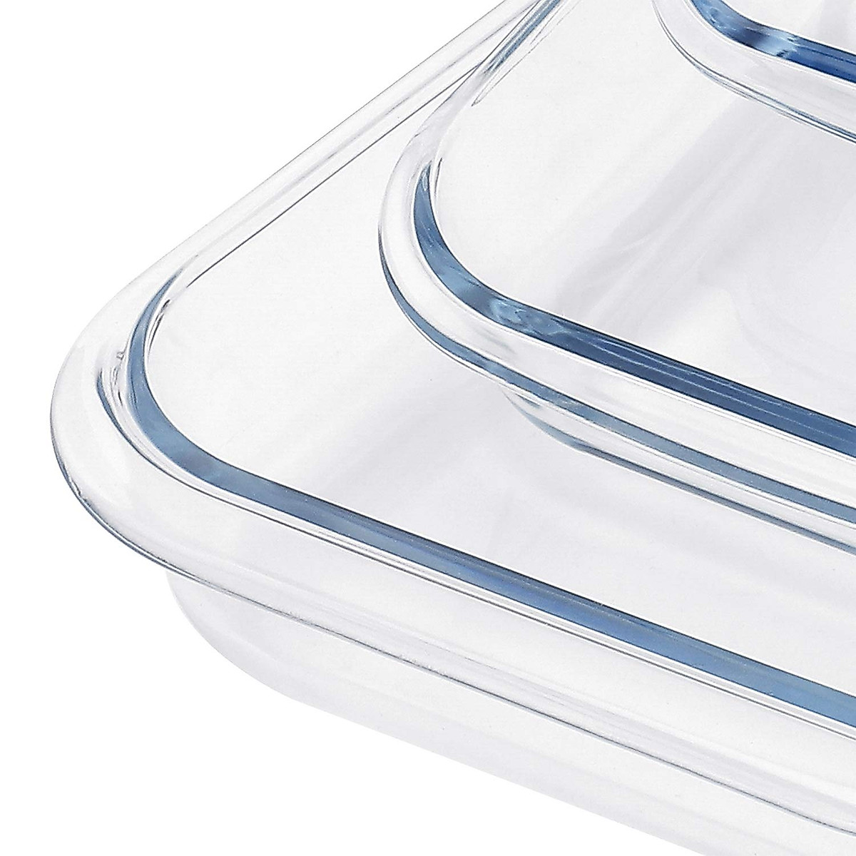 FOYO Basics Tempered Glass Baking Dish, 1.6 Quart Clear Oblong Dish Set, Casserole Dish Cooking Oven Bake