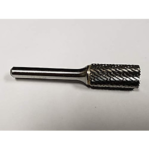 YUFUTOL SB-5 Tungsten Carbide Burr Cylinder Shape Double Cut Rotary Burrs File(1/2''cutter Dia ， 1''Cutter Length) with 1/4'' (6.35mm) Shank dia