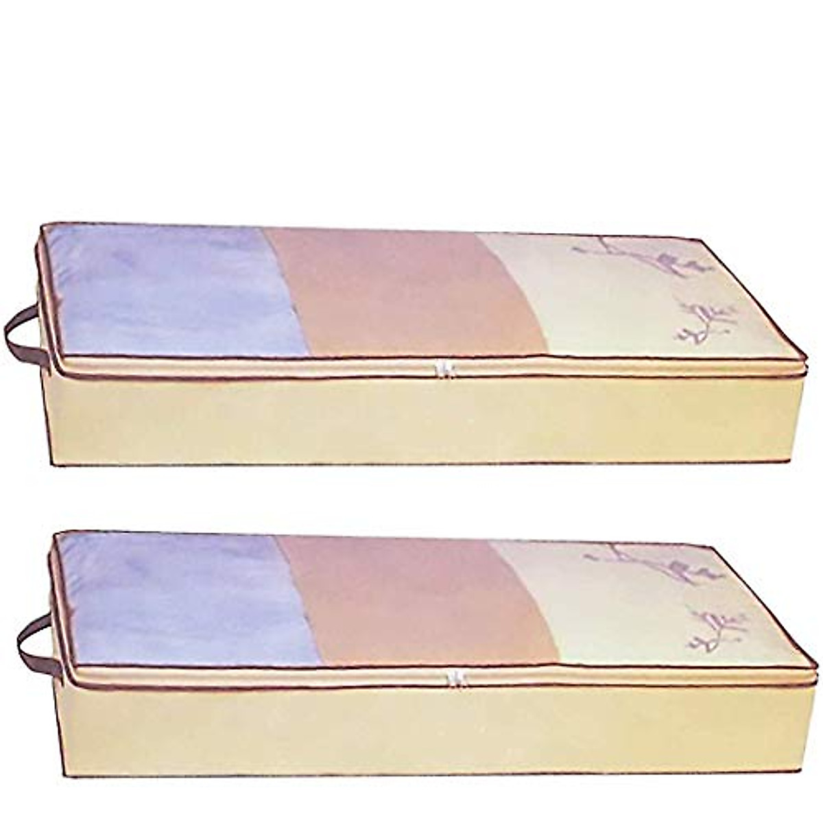 TSY TOOL 2 Pack Zippered Under Bed Storage Bag Soft Breathable Fabric Underbed Clothes Storage Linen Storage Blanket Storage Sweater Storage Duvet Storage Bins Clear Window