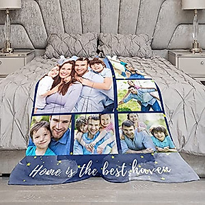 Custom Personalized Blanket with Photo & Name - Personalized Picture Collage Blanket Soft Using My Own Photos Custom Gifts for Dad, Mom, Family, Friends, Couples