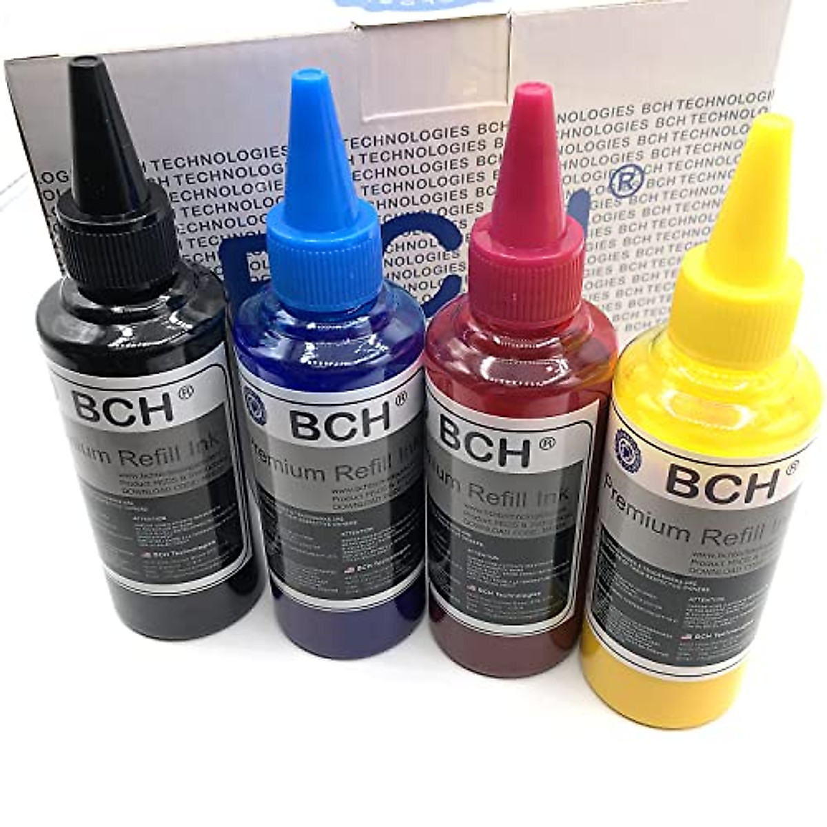 BCH Premium DTF Ink for Inkjet Printer Direct to Film Heat Transfer Printing - 400 ml Total (KCMY no White)