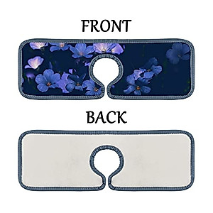 Absorbent Kitchen Faucet Mats 3 Pieces Moonlight Flowers Faucet Sink Splash Guard Bathroom Counter and RV,Faucet Counter Sink Water Stains Preventer