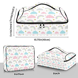 Kcldeci Insulated Thermal Food Carrier Insulated Casserole Carrier for Hot or Cold Food,Cute Pastel Rainbow Insulated Tote Bag for Potluck Cookouts Parties Picnic,Lasagna Lugger