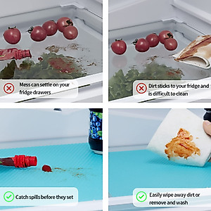 8 Pcs Refrigerator Liners Refrigerator Mats，Washable Mats for Glass Shelves，Kitchen Home Refrigerator Accessories for Drawer Table Placemats(Blue