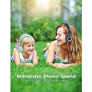 KLYLOP Kids Headphones with Microphone - 91dB Safe Volume Limited, Stereo Sounds, Wired On-Ear Headsets for Kids Teens with Sharing Splitter, Tangle-Free Foldable Headset for School/Tablet/Travel