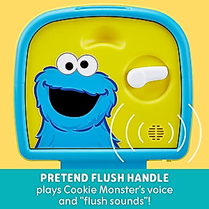 Sesame Street Cookie Monster Terrific 3-in-1 Potty Training Toilet Seat and Step Stool, Easy to Clean Design with Flush Handle and Sounds, Great for Travel, Perfect for Toddler Boys and Girls 1-3