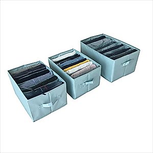 Closet Organizers and Storage, Foldable Wardrobe Clothes Organizer Blue 3-Pack(Size S M L), Good Fabric Clothes Storage Organizer Lonyork