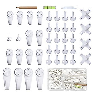 EuTengHao 43Pcs Invisible Nail Screws Wall Hooks No Trace Picture Hangers Traceless Photo Hook Hardwall Drywall Picture Hooks Multi Function Heavy Duty Picture Art Painting Frame Hanger (35Lbs,6Types)
