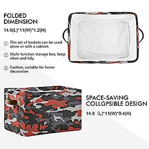 Baofu Large Storage Basket Square Foldable Canvas Laundry Baskets Bin Waterproof Inner Layer with Sturdy Handles for Kids Toy Nursery Blanket Clothes Decorative- Camo Pattern