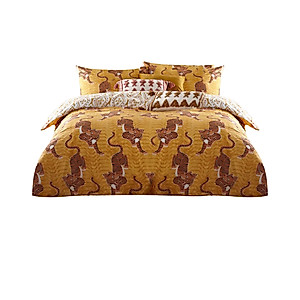 Furn Tibetan Tiger Duvet Set (Queen) (Blue)