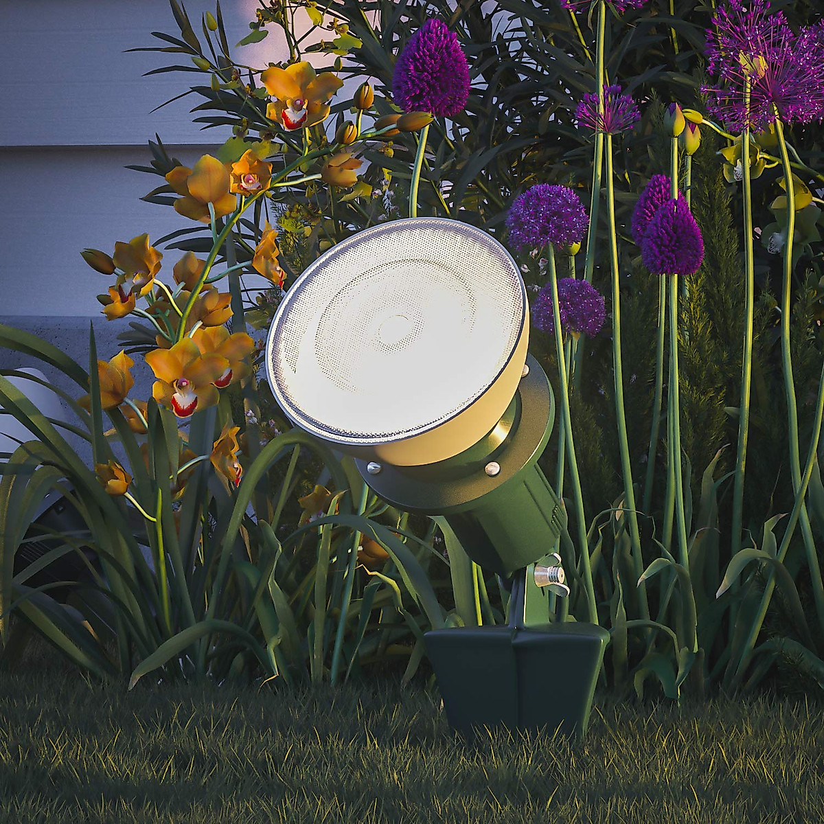 Home Intuition Outdoor Flood Stake Light Plug in Stakelight Fixture with Wall Mount (6-Feet Cord, 18/2-Gauge), 2-Pack