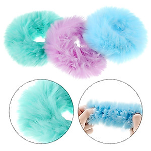 WILLBOND 16 Pieces Furry Scrunchies Faux Fur Hair Band Rope Hair Holder Ties Ponytail Holder for Women(Colorful)