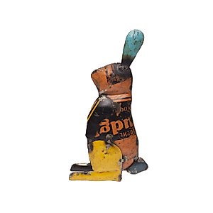 De Kulture Handcrafted Recycled Iron Bunny Decorative Collectible Figurine Showpiece Beautify Home Office Easter Décor| Ideal for Garden Balcony Terrace Decoration, 5x1.5x9 (LWH) Inches