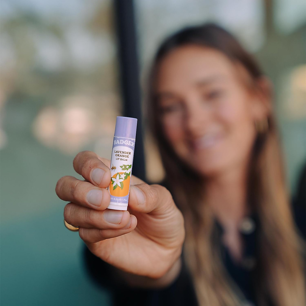 Badger Lavender Orange Classic Lip Balm, 100% Organic Lip Balm, Long Lasting Lip Care w/Light Silky Texture, Uplifting Orange & Calming Lavender Lip Balm, 4 Pack