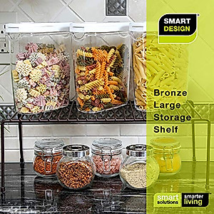 Smart Design Classic Storage Shelf – Set of 6, Large (8.5 x 16 in.), Bronze – Sturdy Steel Pantry Organizer with Rust-Resistant Finish and Non-Slip Feet for Easy Home Organization and Storage