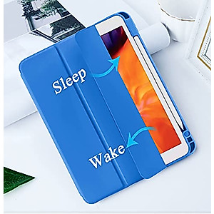 SIWENGDE Case for iPad Pro 11 Inch 4th/3rd/2nd Generation 2022/2021/2020 with Pencil Holder [Support iPad 2nd Pencil Charging] Slim Trifold Stand Smart Protective Cover, Auto Wake/Sleep(Blue)