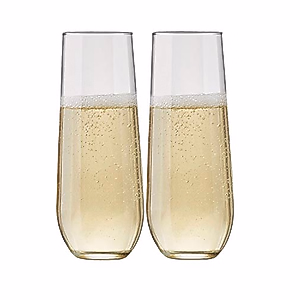 48 piece Stemless Unbreakable Crystal Clear Plastic Wine Glasses Set of 48 (9 Ounces)