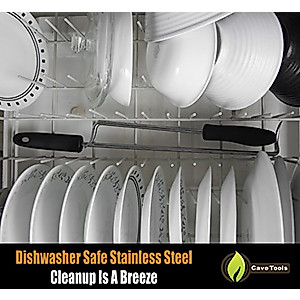 Cave Tools Food Flipper and Meat Hook for Grilling, Flipping, and Turning Vegetables and Meats BBQ Grill and Smoker Accessories, Right-Handed, Large (17 In) + Small (12 In)