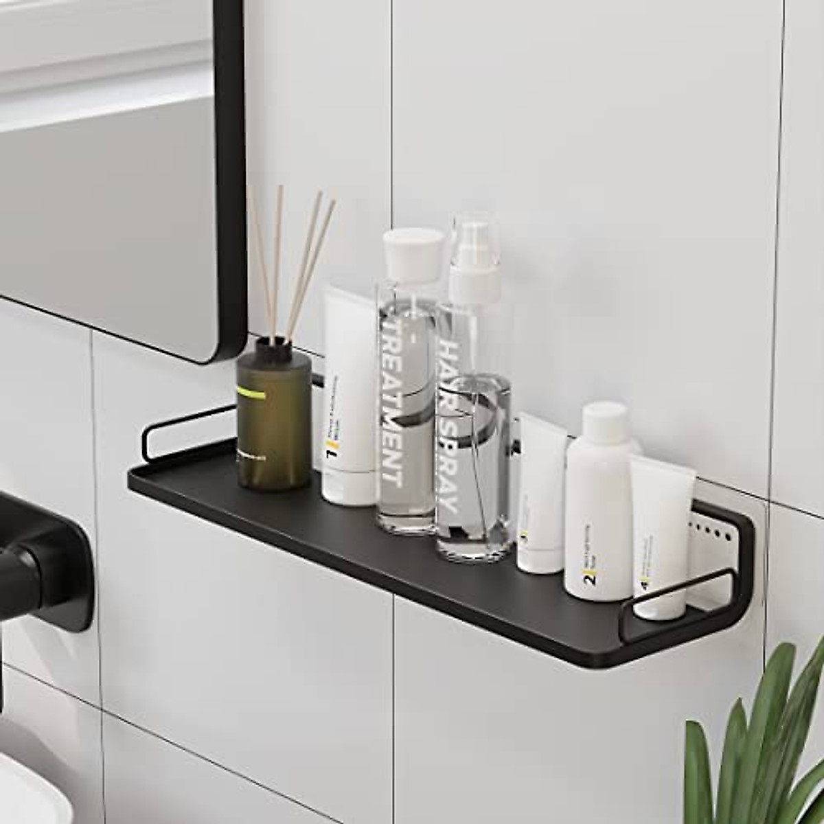 HORIAMIT Metal Bathroom Shelf Wall Mounted, Spice Rack, Floating Shelf for Living Room, Kitchen, Bathroom(15.7 Inch)