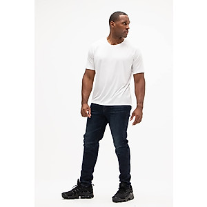 DEVOPS 5 Pack Men's UPF 50+ Sun Protection Moisture Wicking Dry-Fit Short Sleeve Workout T-Shirts (White/White/White/White/White, X-Large)