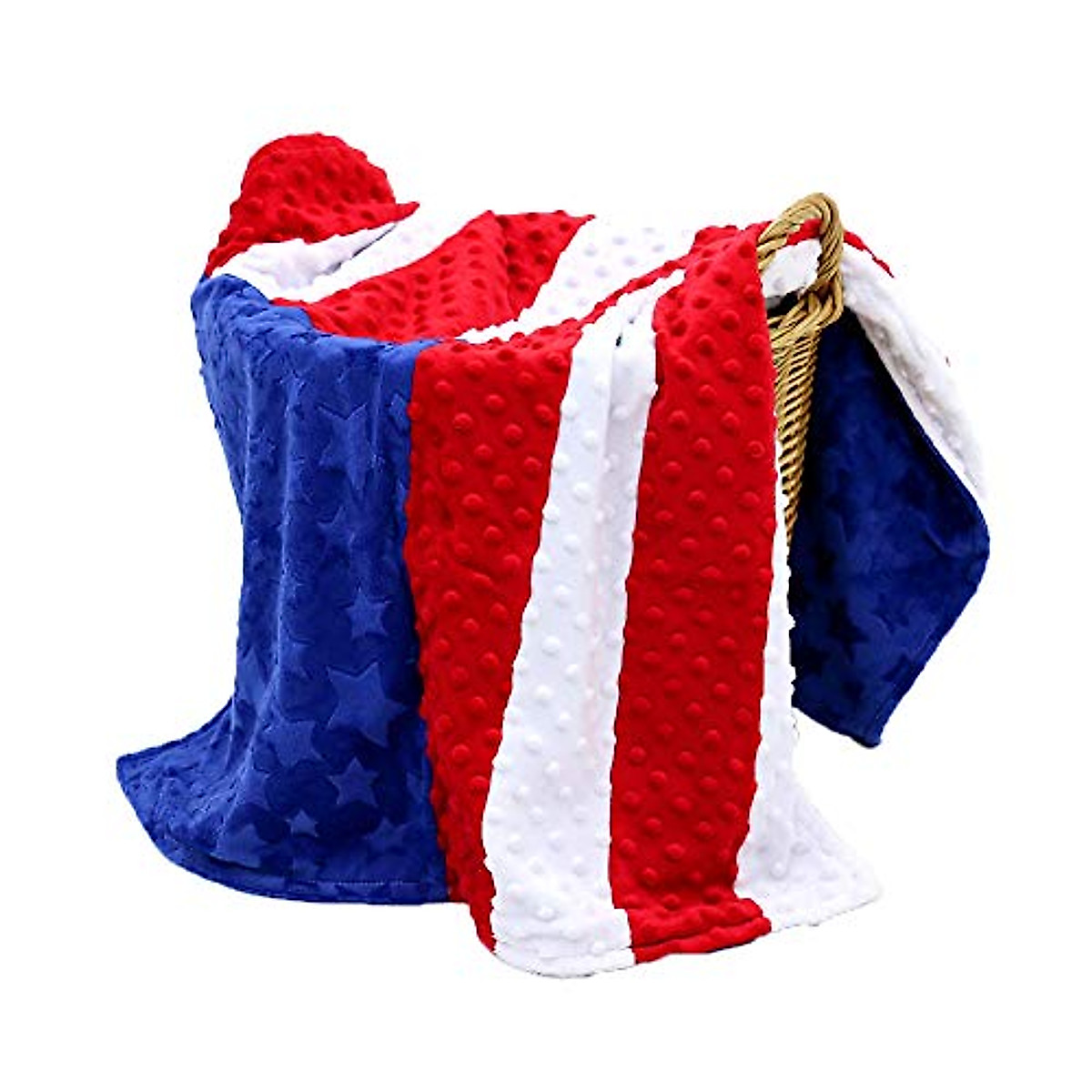 Snuggle Stuffs Minky Dot Plush USA Flag 24" x 36" Baby Blanket
