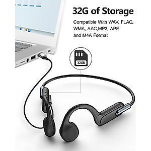 Bone Conduction Headphones Swimming, Built-in 32G Memory IP68 Waterproof Sports Headphones, Wireless Bluetooth 5.3 Open Ear Headphones with Earplug and Adjustment Straps for Swimming, Cycling, Running