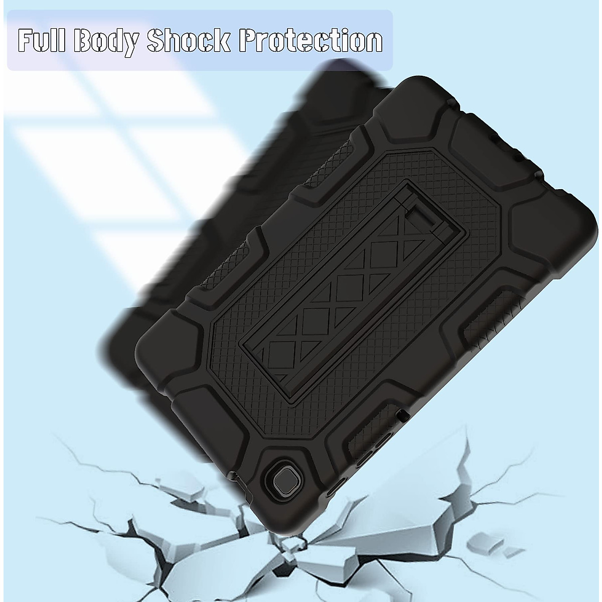 Rantice Samsung Galaxy Tab A7 Lite Case with Kickstand, Shockproof Rugged Case for Kids 8.7 Inch 2021 Tablet A7 Lite (SM-T220/T225), Black