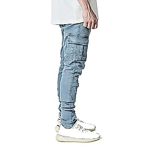 HUNGSON Men's Slim Fit Jeans 7 Pockets Stretch Skinny Denim Pencil Pants Nova Fashion