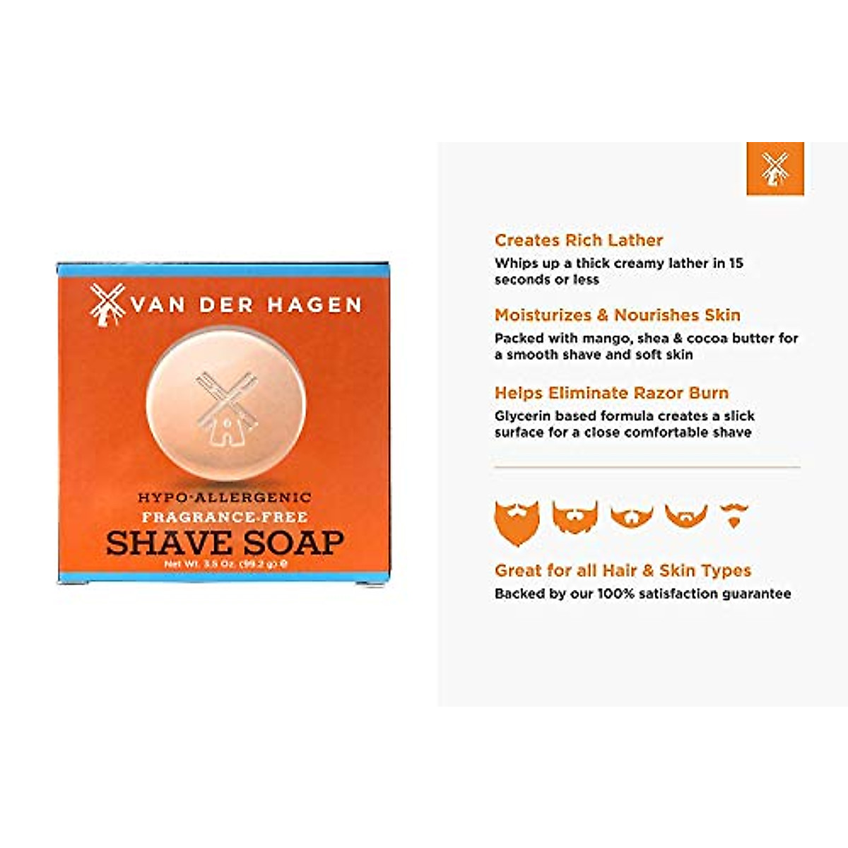 Van Der Hagen Men's Luxury Fragrance Free Shave Soap (Pack of 3)