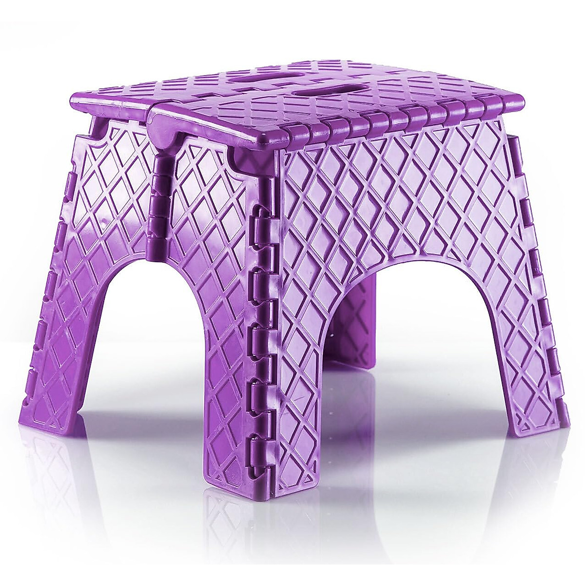 Mueller Folding Step Stool, 11 Inch Heavy Duty Step Stools for Kids and Adults, Lightweight and Portable Foldable Stool for Kitchen, Bathroom, Non-Slip and Sturdy, Holds up to 264lbs, Purple