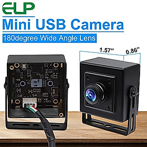 ELP 180degree Fisheye Lens Wide Angle USB Camera 1080P Mini Box Webcam 1080P High Speed UVC USB2.0 PC Camera CMOS OV2710 100fps 60fps 30fps Video Webcam for Computer, Laptop, Jetson Nano