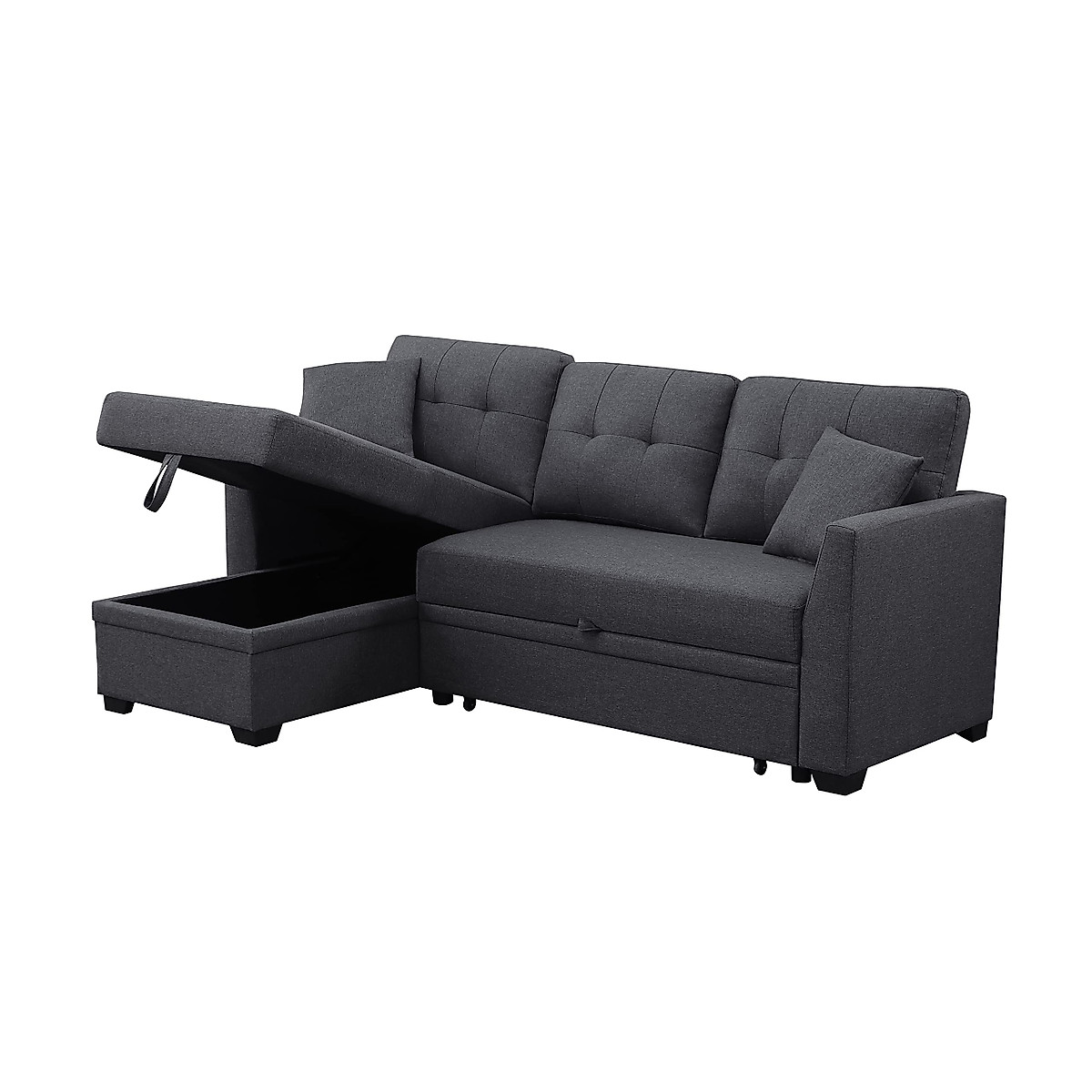 Sleeper Sofa with Pull Out Couch, Sleeper Couch with Storage Chaise, Small Sectional Sofa Lounge Couch 3 Seater Reversible Sofa Couch for Living Room, Bedroom,Apartment