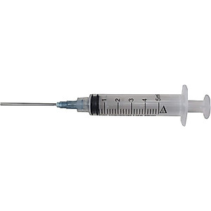 Duda Energy SyringeBox005 Industrial Syringes with 15G x 1-1/2" Blunt Tip Fill Needle and Plastic Cover, 5 mL (Pack of 100)