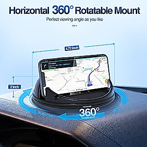 Loncaster Car Phone Holder Mount, [Horizontal 360° Rotatable] Silicone Phone Mount for Car Dashboard, Hands Free Cell Phone Holder Car Compatible with iPhone 14 13 12 Pro Max Samsung Phones (Black)