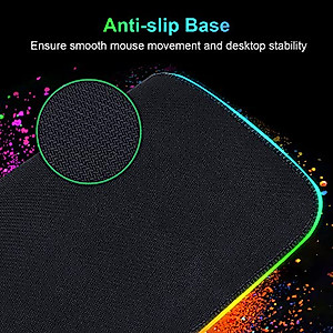 YXLILI RGB Mouse Pad, Led Gaming Mouse Pads 13.8" X 9.8" with 12 Lighting Modes, Anti-Slip Rubber Base Mousepads Water Resistant Mouse Mat for Wireless Computer Mouse for Office Home Gaming Working