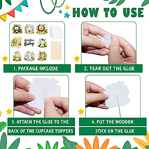 Weecent 45 Pcs Safari Baby Shower Cupcake Toppers Jungle Animals Oh Baby Party Decorations Safari Theme Cupcakes Toppers for Boys Kids Baby Shower Nursery Wild Party Supplies