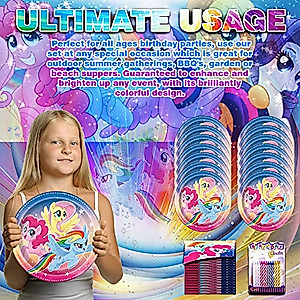 My Little Pony Happy Birthday Plates & Napkins Party Supplies - 9" Happy Birthday Party Plates for Lunch Serves 16 - Birthday Paper Plates & Napkin Set Plus 24 Birthday Candles