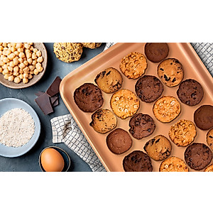 Eternal Living 16” Baking Sheet Pan Set of 2 Cookie Sheet and Toaster Oven Tray Heavy Duty, Copper (2)