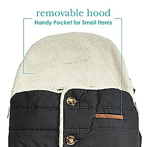 JJ Cole Bundle Me Winter Toddler Car Seat Cover and Bunting Bag - Urban - Weather Resistant Baby Carrier Cover - Winter Baby Essentials - Black