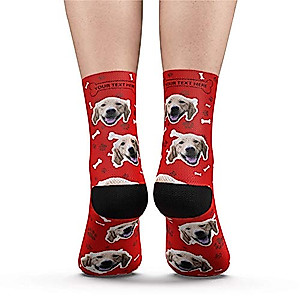VEELU Personalized Socks with Picture Custom Dog Face Crew Sock for Men Women Kid