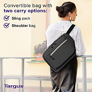 Targus City Fusion Convertible Sling Messenger Bag for 13-14-Inch Laptops, MacBook Air Microsoft Dell Chromebook Lenovo and HP Laptop Case/Laptop Bag for Men/Women, Grey (TBM571GL)
