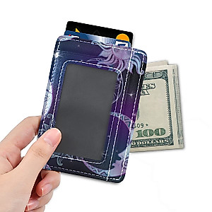 susiyo Sun Moon And Stars Slim Minimalist Wallets Rfid Blocking Card Wallets PU Leather Front Pocket Wallets for Men and Women