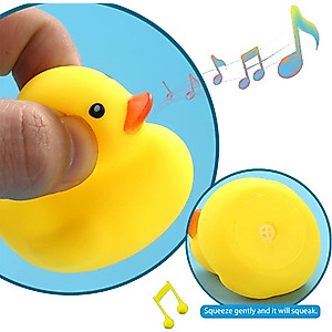 50-Pieces Float & Squeak Mini Rubber Duck Baby Bath Ducky Sound Shower Toys for Kids, Mini Round Eye Rubber Ducks Baby Shower Toy for Toddlers Boys Girls