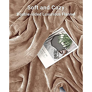 Heated Blanket 62 x 84 Inches Double Sided Extremely Soft Flannel Electric Blanket Twin Size Machine Washable Fast Heating with 4 Heating Levels & 10 Hours Auto Off, Home Office Use, Light Brown