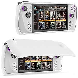 ProCase Upgraded Flip Case for ASUS ROG Ally Gaming Handheld 7 inch 2023, Protective Cover with Magnetic Removable Front Cover, Rog Ally Accessories Non-Slip Full Protection Grip Case -White