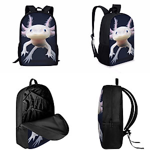 AmzPrint Axolotl Animal Print Bookbag With Lunchbox For Girls American Children Back To School Gift 3pcs Backpack Set