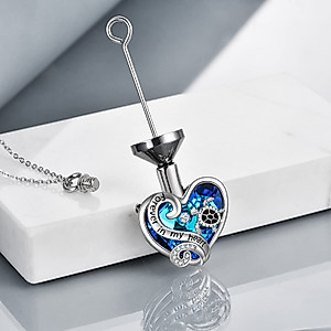WINNICACA Cremation Jewelry for Ashes for Women Sterling Silver Sea Turtle Urn Necklace for Ashes with Heart Crystal Keepsake Memorial Urn Jewelry Turtle Jewelry for Human Ashes of Loved Ones