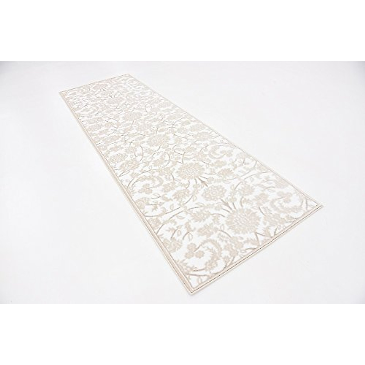 Unique Loom Rushmore Collection Area Rug - Taft (3' x 9' 10" Runner, Snow White/ Beige)