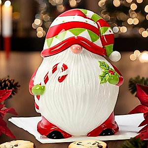 Certified International Holiday Magic Gnomes 3-D Cookie Jar, 64 oz, Multicolor