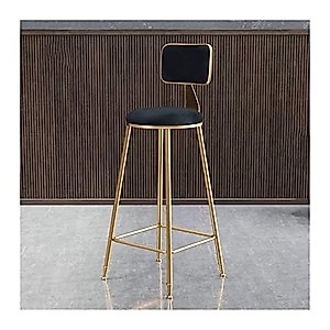 OQHAIR Bar Chairs Cafe Dining Chair Leisure Chair with High Feet and Backrest Pu Leather Cushion Bar Chair for Kitchen,Dining Room and Living Room (Color : Gris) (Black b)